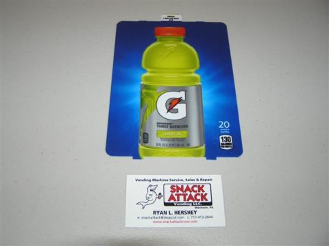 (1) Dixie Narco Gatorade Lemon – Lime 20oz “BOTTLE” Vend Label Card ...
