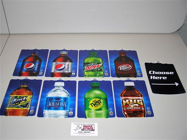 (9) Dixie Narco Pepsi Product 20oz “BOTTLE” Vend Label Card Variety ...
