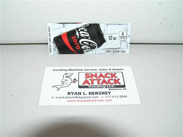 (1) Coke Zero 12oz Can Vending Label | Snack Attack Vending LLC Vending ...