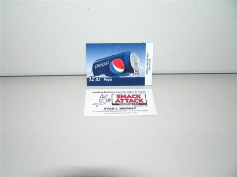 (1) Pepsi 12 oz. Vending Label (Credit Card Size) | Snack Attack ...